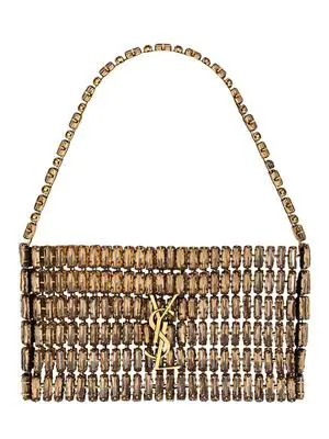 Saint Laurent Saint Laurent Minaudière In Crystals Light Bronze