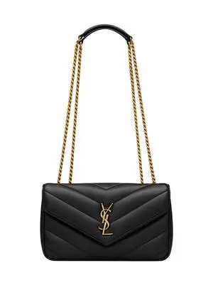 Saint Laurent Loulou Small In Matelassé Lambskin - Black