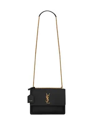 Saint Laurent Sunset Medium Bag In Smooth Leather - Black