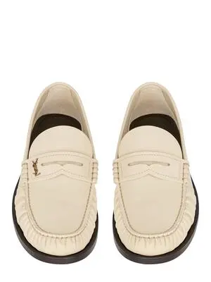 Saint Laurent Lauriat Loafers In Smooth Leather - White