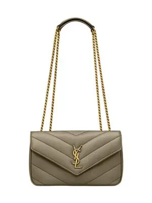Saint Laurent Saint Laurent Loulou Small Matelassé Lambskin Chain Bag Dark Strong Moss