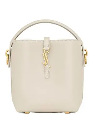 Saint Laurent Saint Laurent Le 37 Mini Bucket Bag In Shiny Leather White