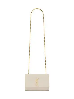 Saint Laurent Saint Laurent Kate Small Grain De Poudre Embossed Leather Bag White