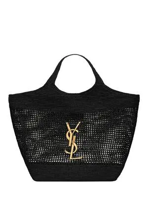 Saint Laurent Icare Raffia Maxi Tote Bag - Black
