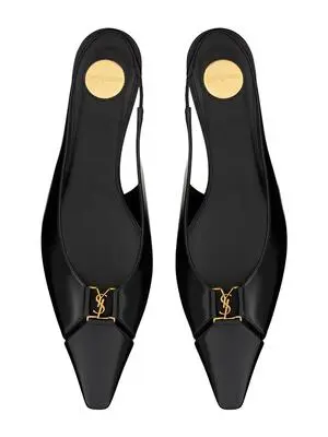 Saint Laurent Babylone Slingback Flats In Smooth Leather - Black