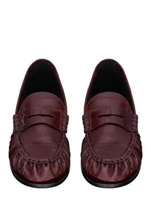 Saint Laurent Le Loafer Supple In Eel - Deep Bordeaux
