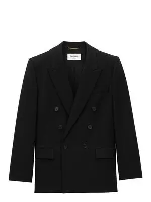 Saint Laurent Wool Gabardine Double-breasted Jacket - Black