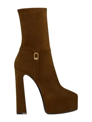 Saint Laurent Suede Platform Ankle Boots - Land