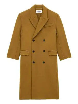 Saint Laurent Long Double-breasted Wool Coat - Ocre