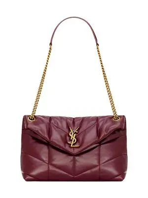Saint Laurent Puffer Small Bag In Shiny Leather - Dark Ruby