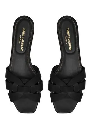 Saint Laurent Tribute Flat Sandals - Black