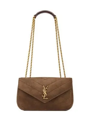 Saint Laurent Saint Laurent Loulou Small Matelassé Suede Bag Brown Coffee