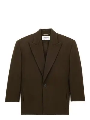 Saint Laurent Short Wool Coat - Kaki