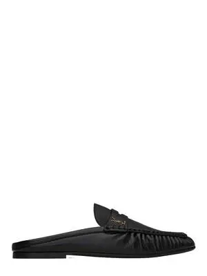 Saint Laurent Le Loafer Mules In Shiny Creased Leather Black