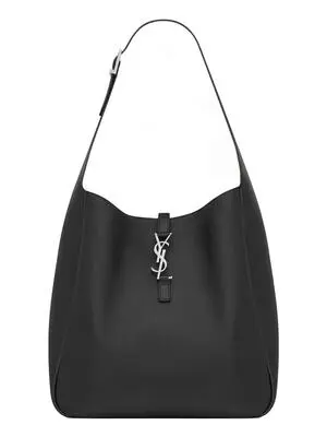 Saint Laurent Saint Laurent Le 5 À 7 Supple Large Grained Leather Hobo Bag Black