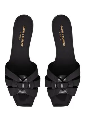 Saint Laurent Tribute Mules In Patent Leather - Black