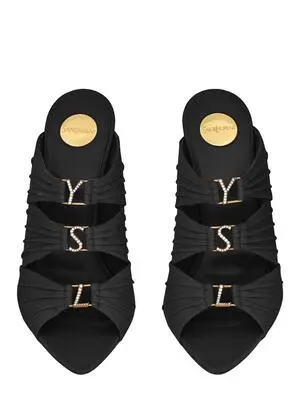 Saint Laurent Emilie Mules In Satin Crepe - Black
