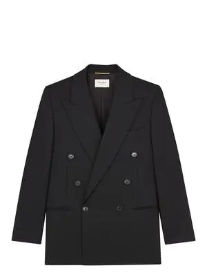 Saint Laurent Double-breasted Wool Jacket - Noir