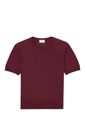Saint Laurent Crewneck T-shirt In Cashmere, Wool, And Silk - Bordeaux