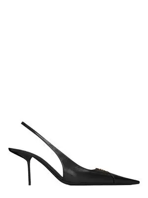 Saint Laurent Smooth Leather Slingback Pumps - Black