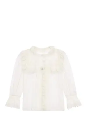 Saint Laurent Embroidered Lace Blouse - Craie