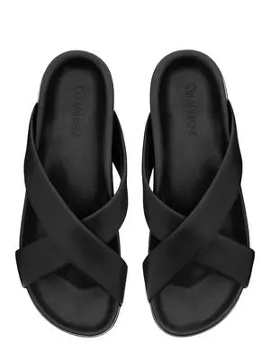 Saint Laurent Nichols Slides In Smooth Leather - Black