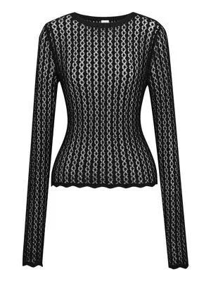 Saint Laurent Pointelle Knit Top - Black