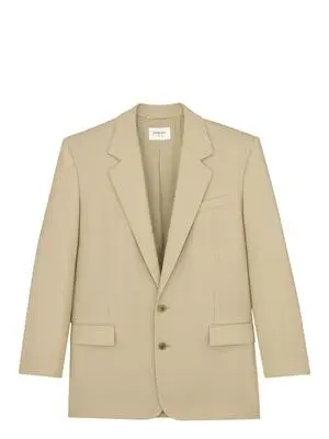 Saint Laurent Single-breasted Wool And Silk Jacket - Beige