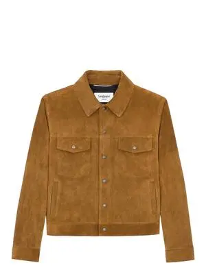 Saint Laurent Short Jacket In Vintage Split Leather - Noix