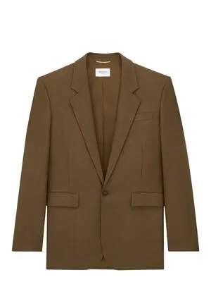 Saint Laurent Single-breasted Wool Jacket - Kaki