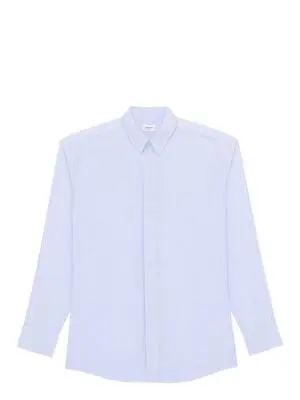Saint Laurent Broad-shoulder Shirt In Striped Cotton Poplin - Bleu/craie