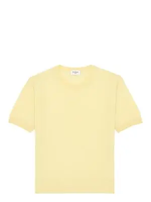 Saint Laurent Crewneck T-shirt In Cashmere, Wool, And Silk - Jaune Pale