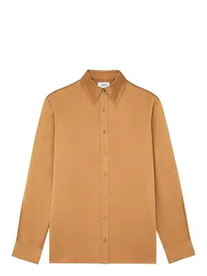 Saint Laurent Shirt In Silk Satin-back Crepe - Tabac