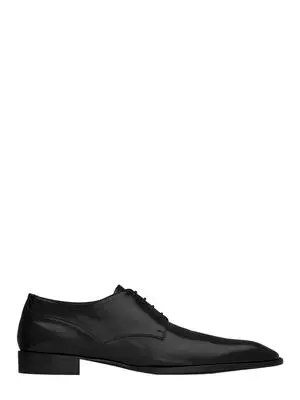 Saint Laurent Saint Laurent Stanton Glazed Leather Lace-Up Derbies Black