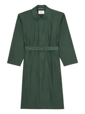 Saint Laurent Trench Coat In Silk - Vert Fonce