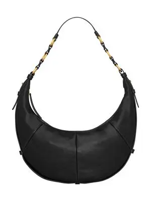 Saint Laurent Saharienne Hobo Bag In Lambskin - Black