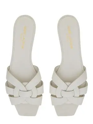 Saint Laurent Saint Laurent Tribute Mules In Smooth Leather White