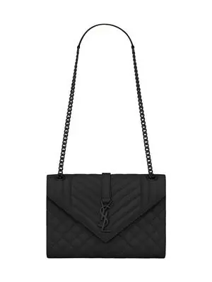 Saint Laurent Envelope Medium Quilted Leather Bag - Black