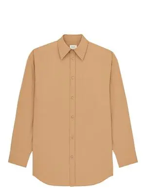 Saint Laurent Cassandre Shirt In Striped Cotton Poplin - Chatain