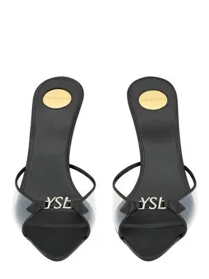 Saint Laurent Jerry Mules In Tpu And Rhinestones - Black