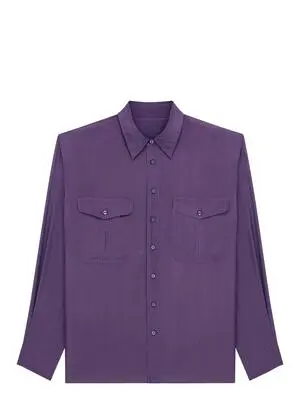 Saint Laurent Shirt In Silk Violet