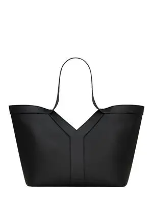 Saint Laurent Y Small Tote In Leather - Black