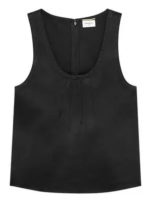 Saint Laurent Cassandre Shift Top In Satin - Noir