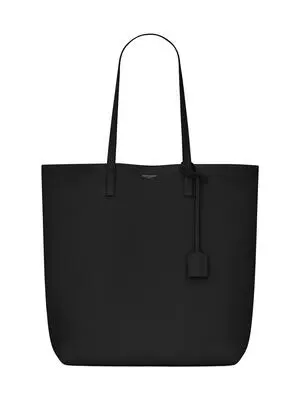 Saint Laurent East/west Shopping Tote In Leather With Cassandre Charm - Black