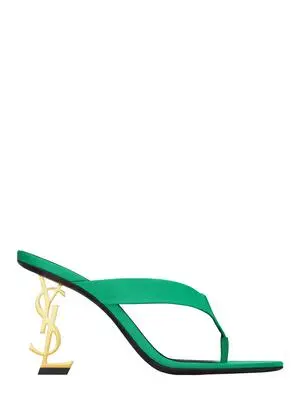 Saint Laurent Opyum Mules In Satin Crepe - Vert Emerald