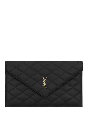 Saint Laurent Saint Laurent Paris Pouch In Lambskin Black