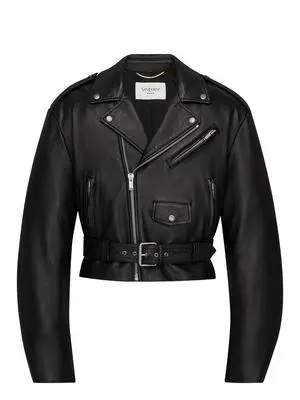 Saint Laurent Zip Biker Jacket In Lambskin - Noir