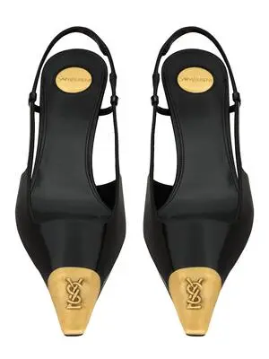 Saint Laurent Jeanne Slingback Pumps In Smooth Leather - Black