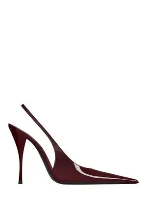 Saint Laurent Slingback Pumps In Patent Leather - Marron Glace