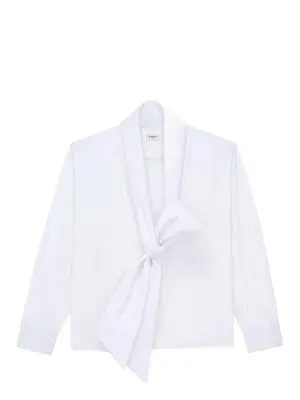 Saint Laurent Lavallière Shirt In Cotton Poplin - Blanc